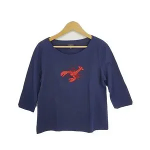Talbots | Tops | Talbots Womens 34 Sleeve Top Boat Neck Beaded Lobster ...